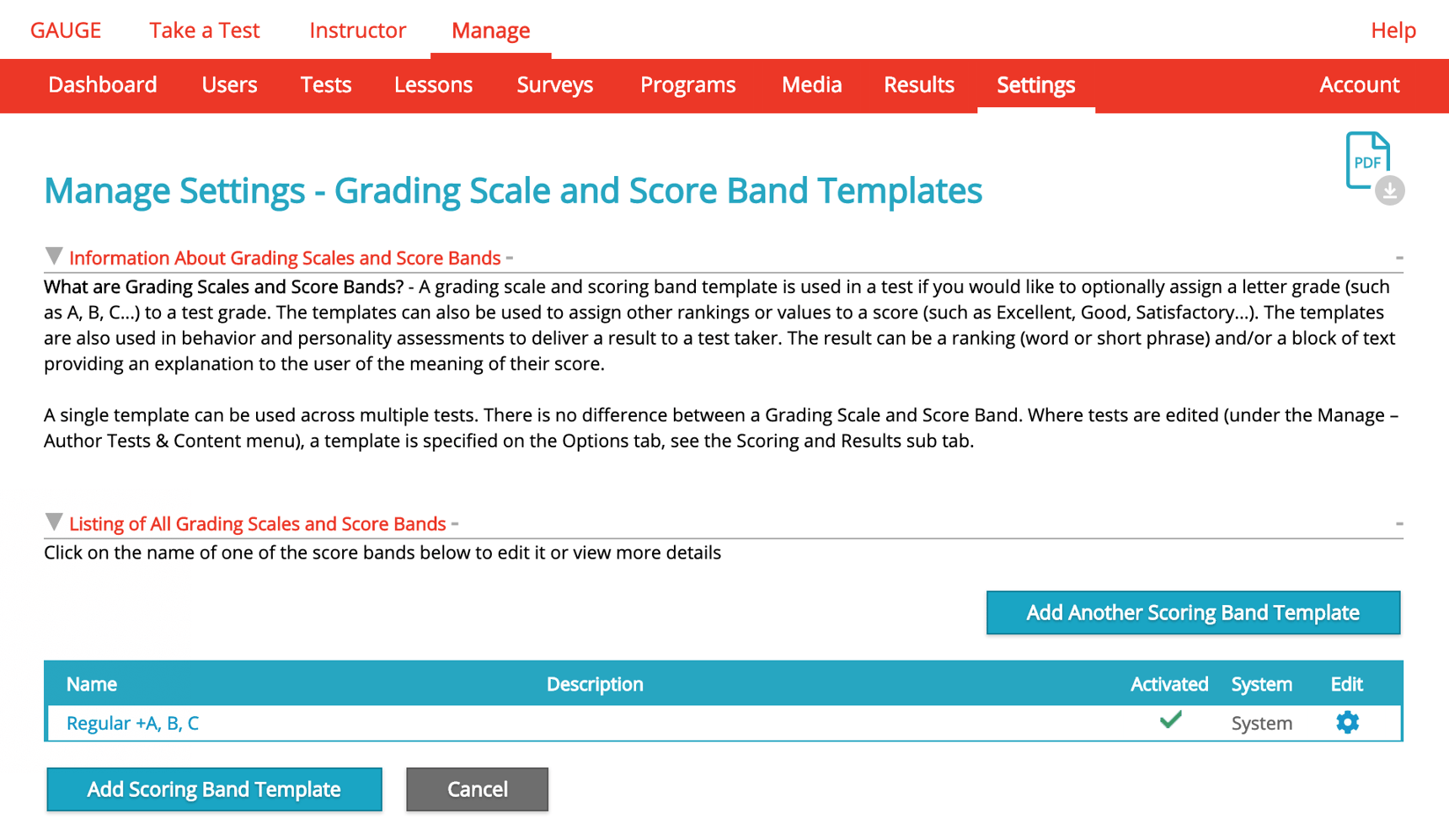 Grading Scale & Score Band Templates