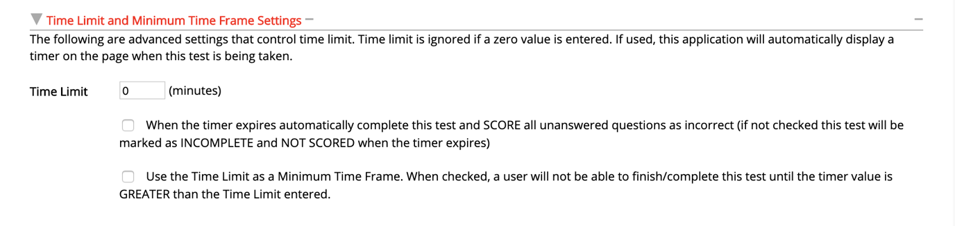 What happens when time expires for a test taker?